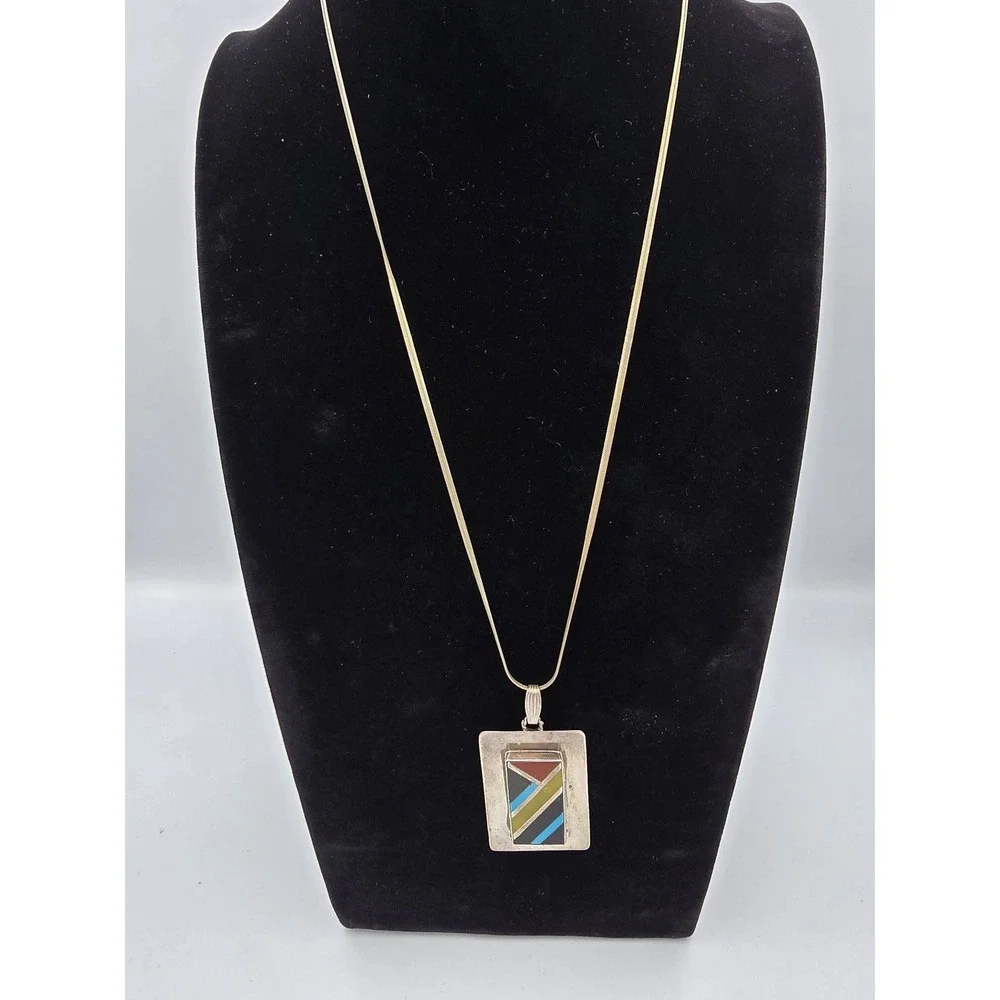 William Begay | Jewelry | Wb Sterling Silver Inlay Pendant Necklace ...